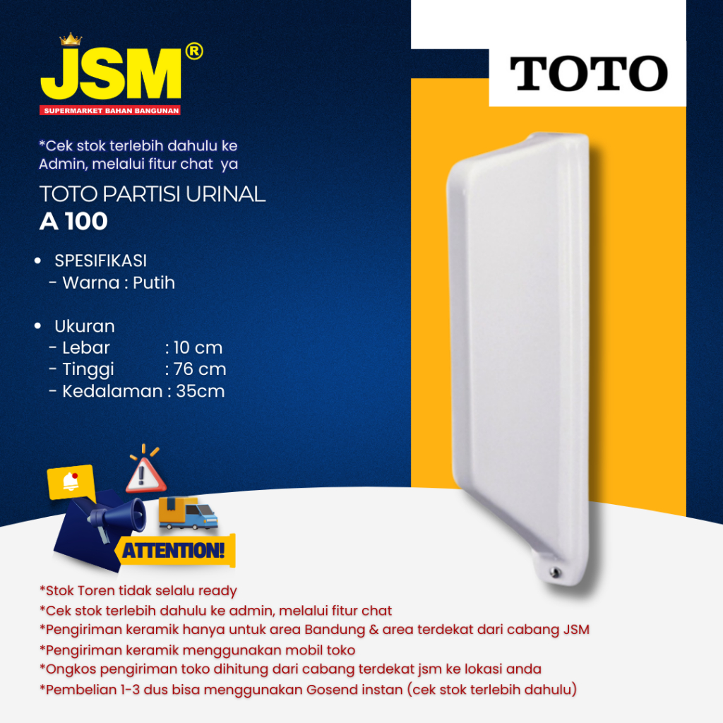 Jual Toto Partisi Penyekat Urinal/Urinoir Kloset Toto A100 - JSM ...