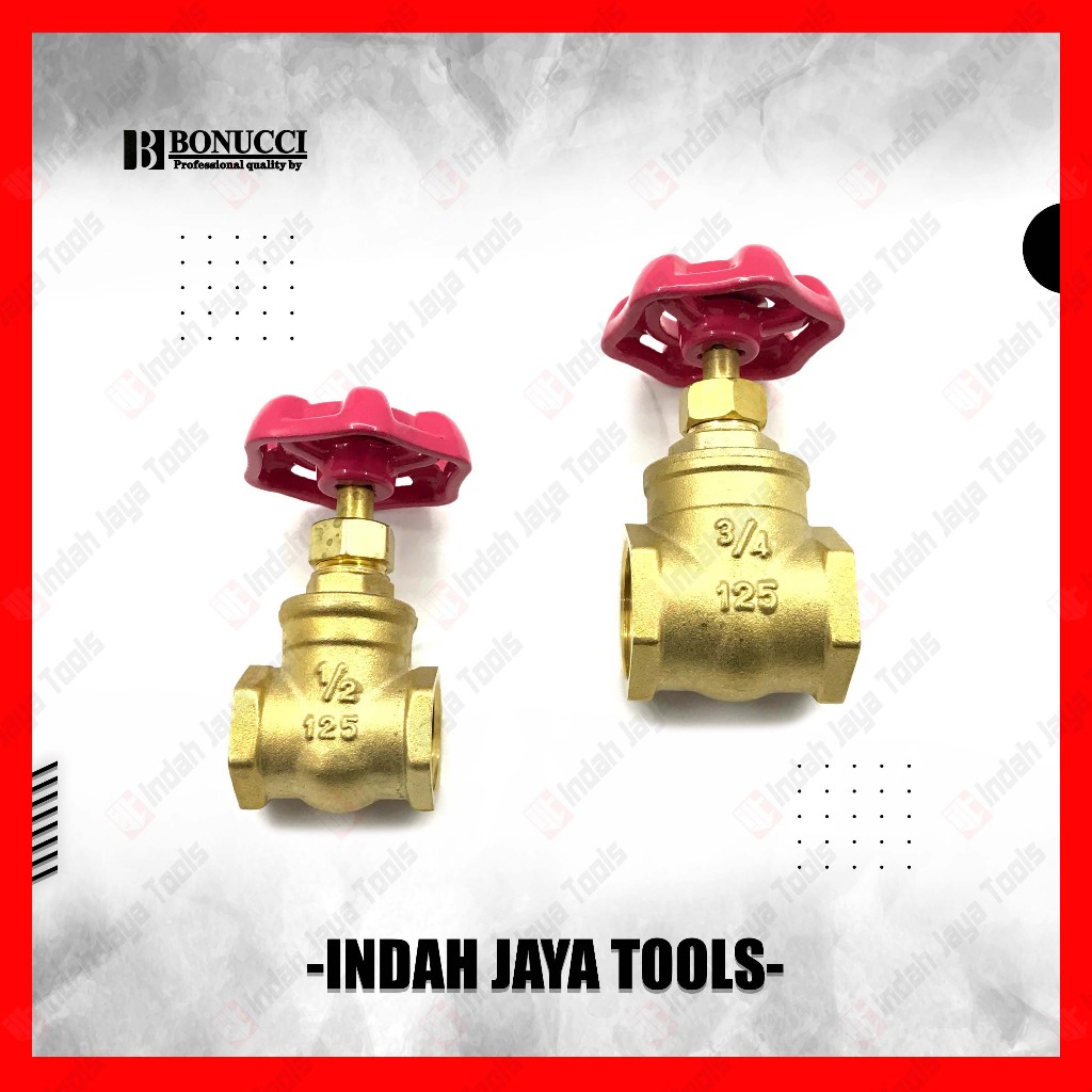 Jual BONUCCI Gate Valve KUNINGAN Air 1/2 3/4 Inch Stop Kran Keran Putar | Shopee Indonesia