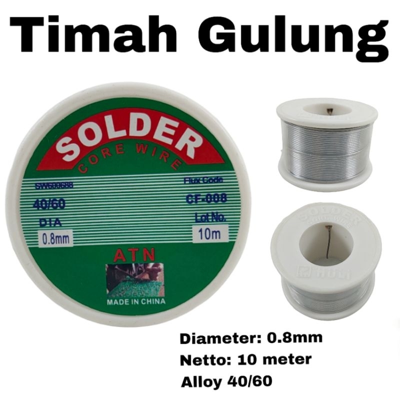 Jual Timah Solder ATN 10 Meter 0.8mm Soldertin Roll Kecil 10m 0.8 mm ...