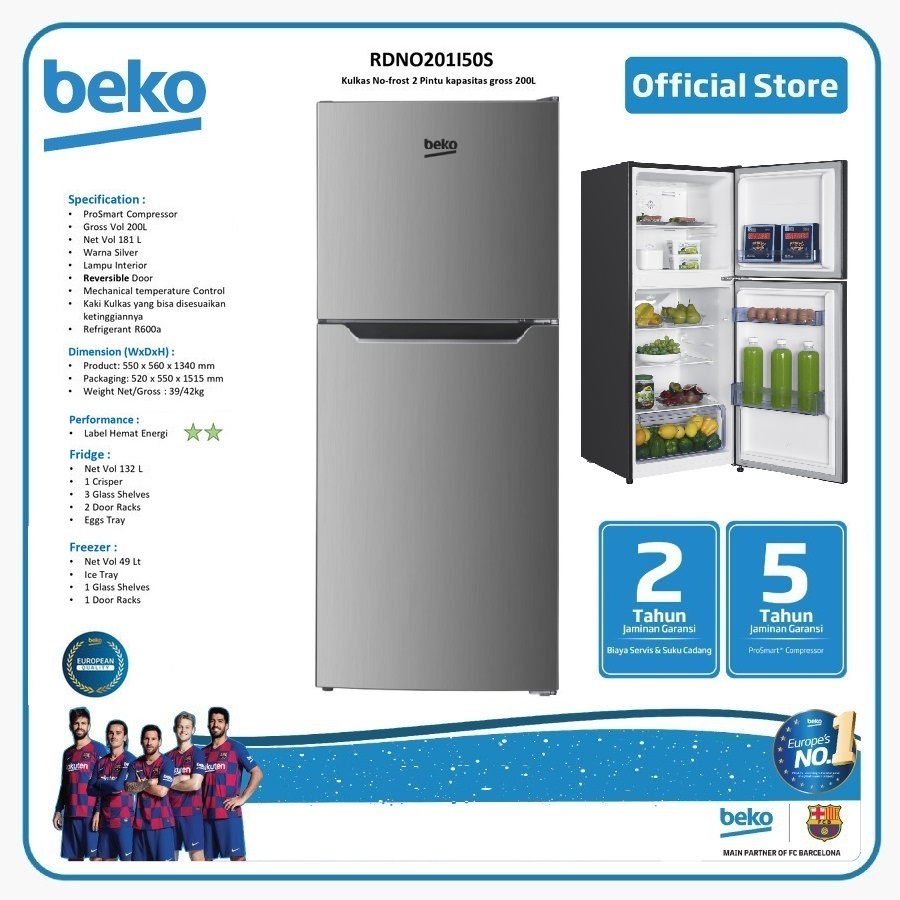 Jual BEKO KULKAS 2 PINTU 200L RDNO201I50S | Shopee Indonesia
