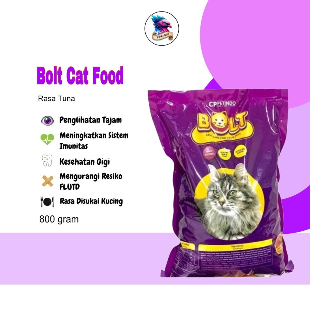 Jual BOLT MAKANAN KUCING KERING 800gr CAT FOOD PREMIUM | Shopee Indonesia