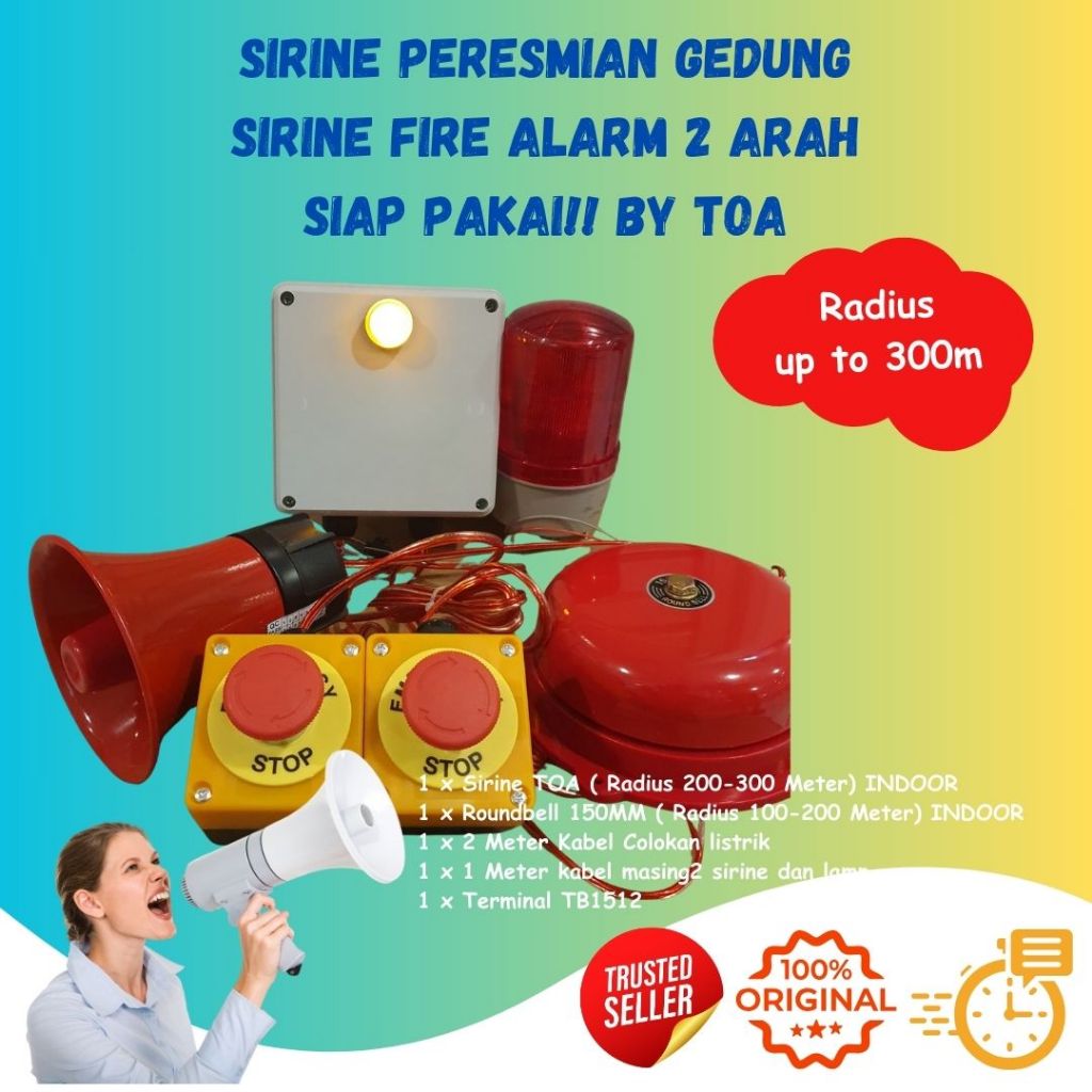 Jual Sirine Alarm Fire Jam Operasional Peresmian Gedung Kantor Pabrik 2 Arah Dengan Toa Siap ...