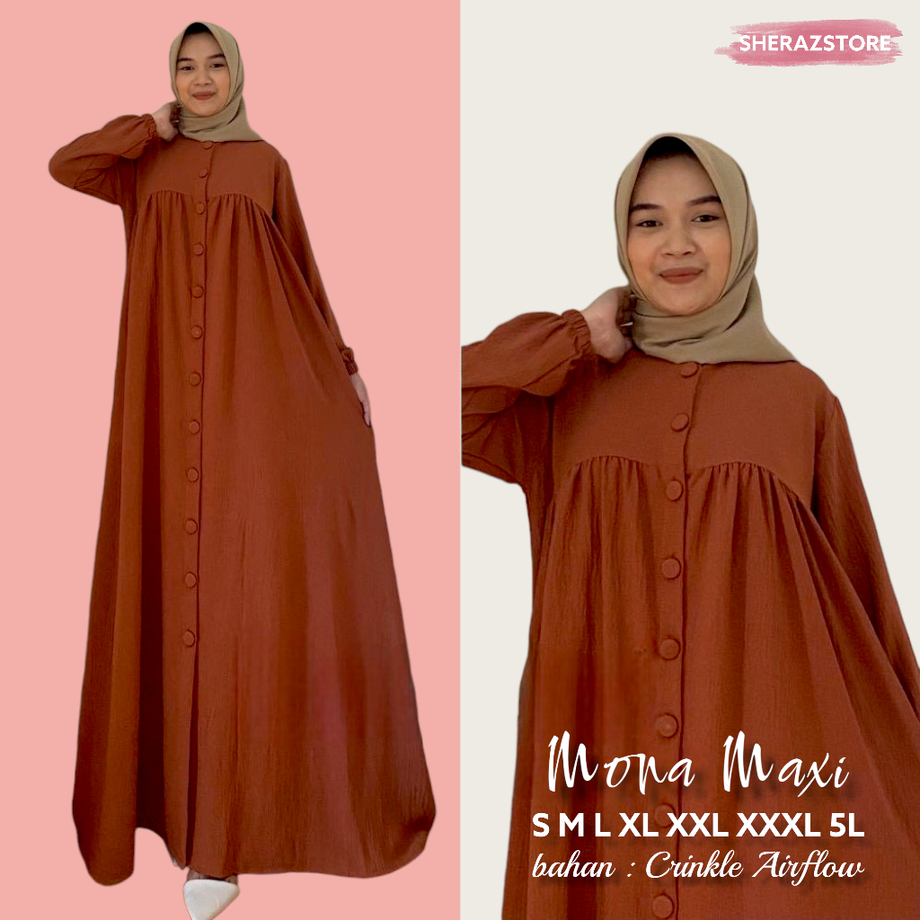 Jual Gamis Daily Polos Mona Jumbo Ld 92 104 110 120 130 140 Dress Crinkle Airflow Premium ...