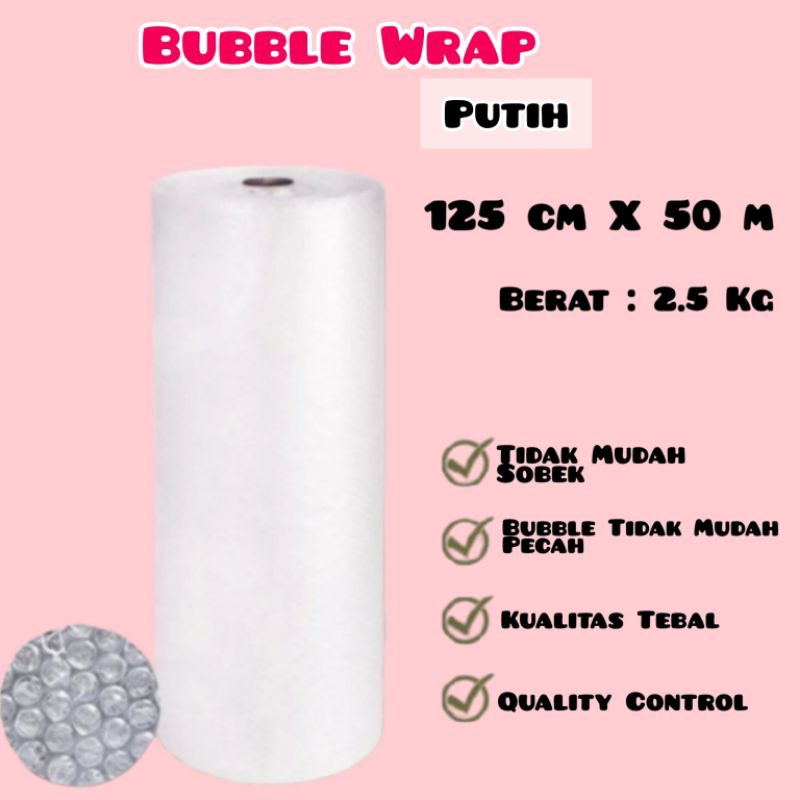 Jual Bubble Wrap Putih 125 cm x 50 meter 2.5 Kg Bungkus Pengemasan ...