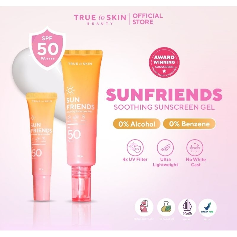 Jual True to Skin Sun Friends Sunscreen Gel SPF 50 PA ++++ 30g | Shopee ...