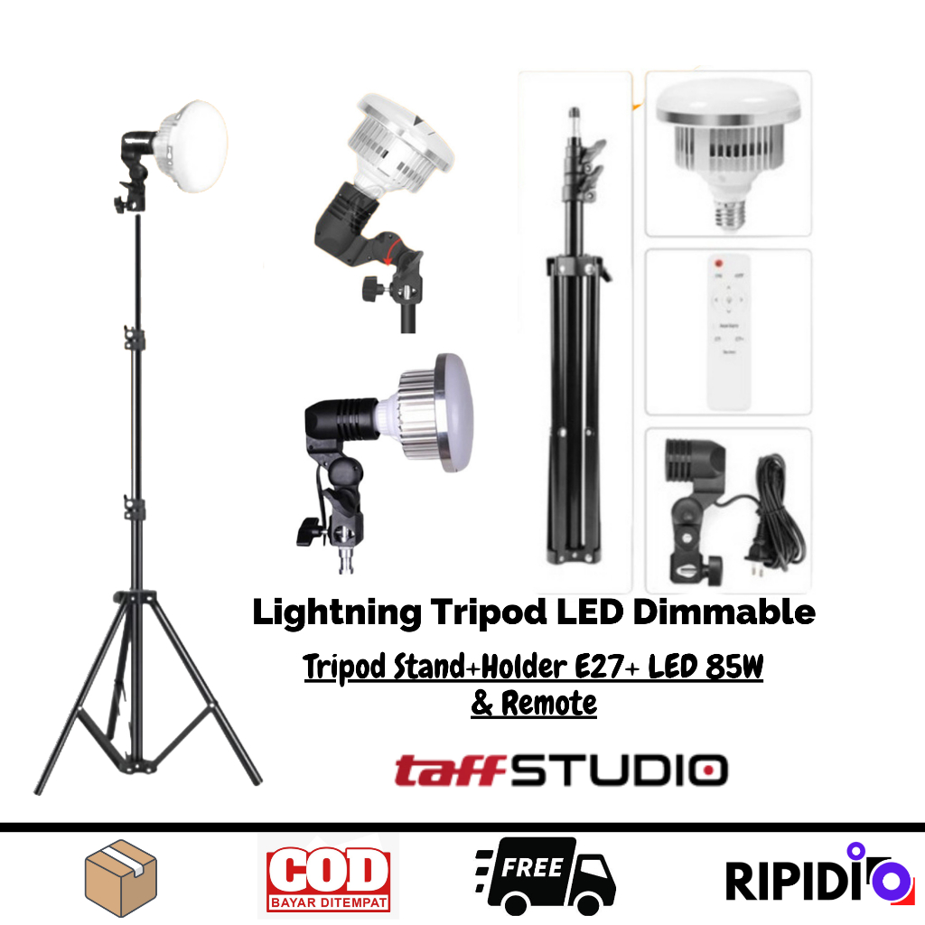 Jual Lighting Stand Tripod Single Holder E27 85W LED Bohlam | Shopee ...
