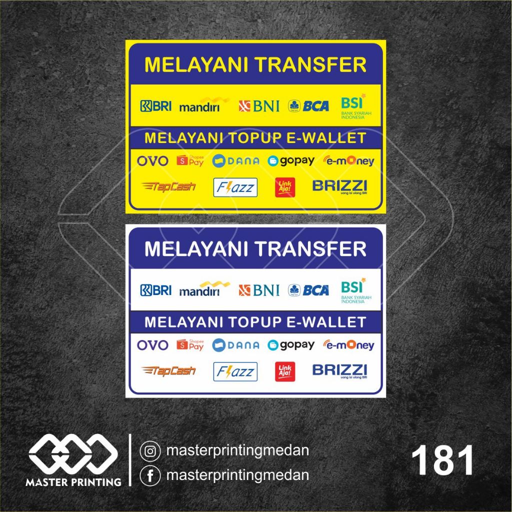 Jual 181 - STIKER Melayani Transfer dan Topup E-Wallet, Sticker Vinyl ...