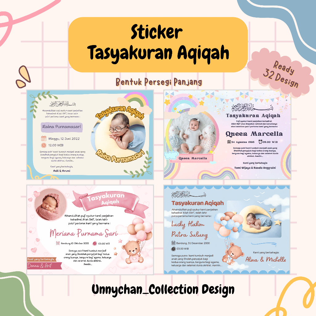 Jual STIKER LABEL AQIQAH / STICKER AQIQAH KELAHIRAN ANAK PERSEGI ...
