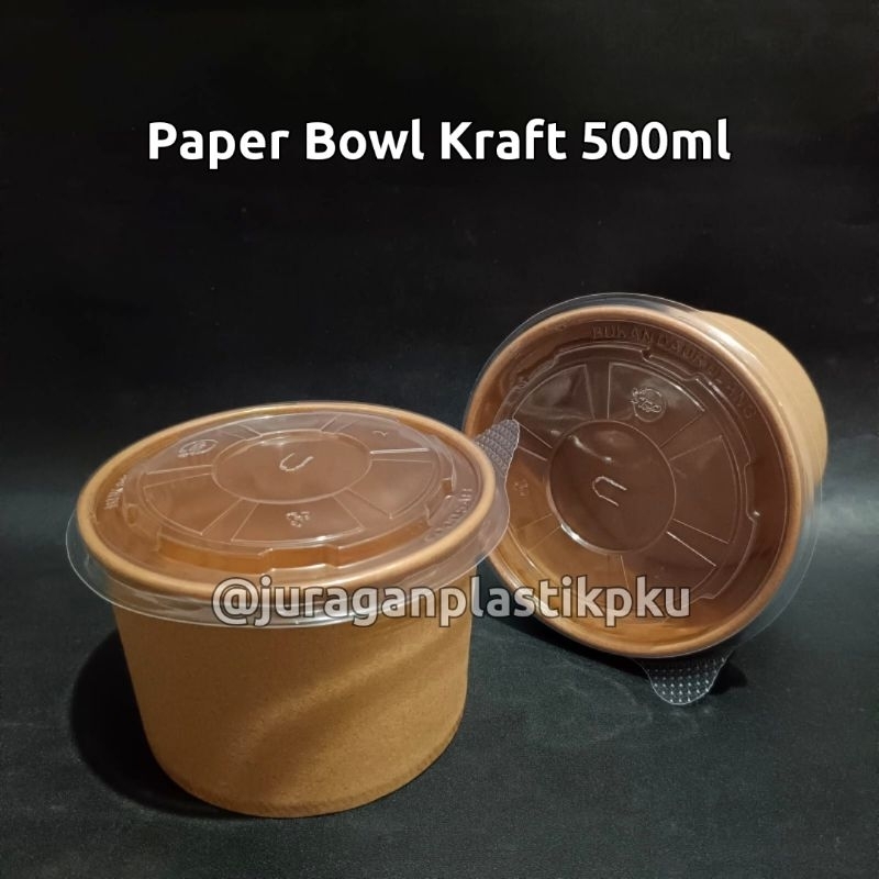Jual Paper Bowl Tebal 500ml + Lid KRAFT COKLAT | Mangkok Kertas Tahan ...