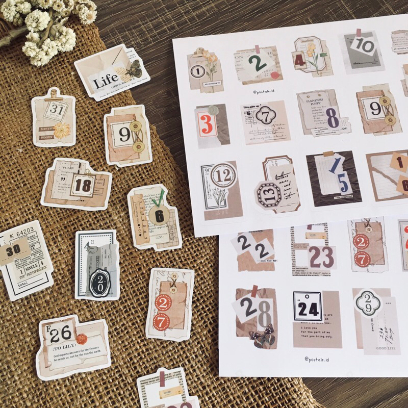 Jual Daily Tanggal Deco Sticker Scrapbook Journal Stiker Vintage by ...