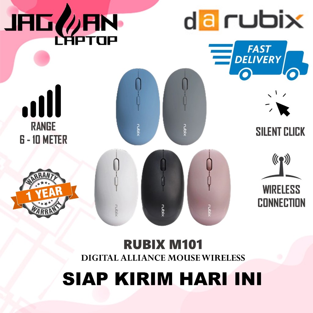 Jual Mouse Wireless Digital Alliance Rubix M101 White Silent Original ...