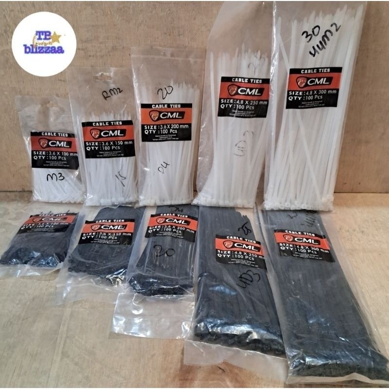 Jual Kabeltis Kabel Ties 10cm 15cm 20cm 25cm 30cm Hitam Putih Cable ...