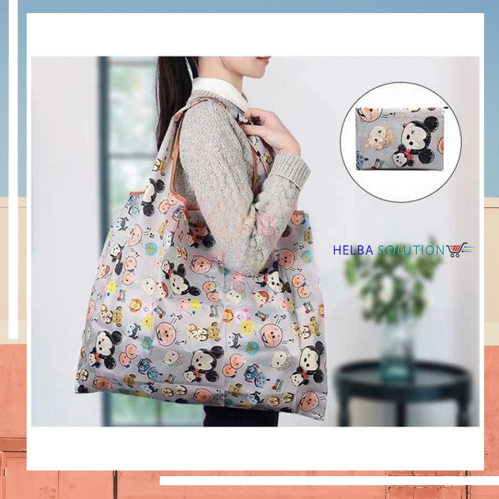 Jual Tas Belanja Lipat Praktis Kekinian SHOPPING BAG Kantong Belanja Besar Totebag Serbaguna ...