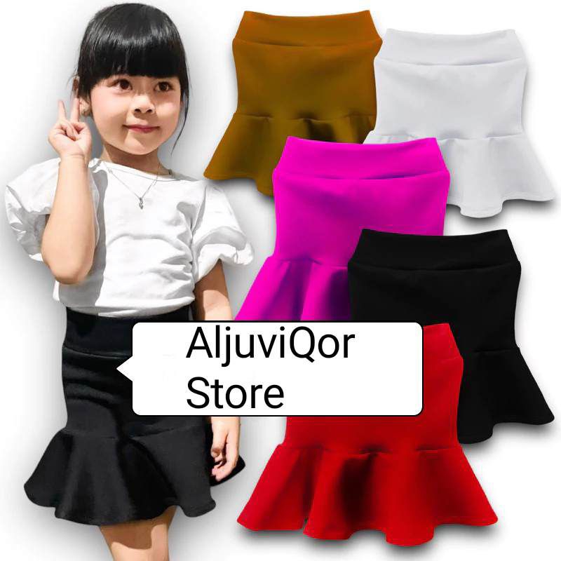 Jual ROK ANAK KEKINIAN MINI SKIRT ROK DUYUNG BAHAN SCUBA USIA 1-10th ...