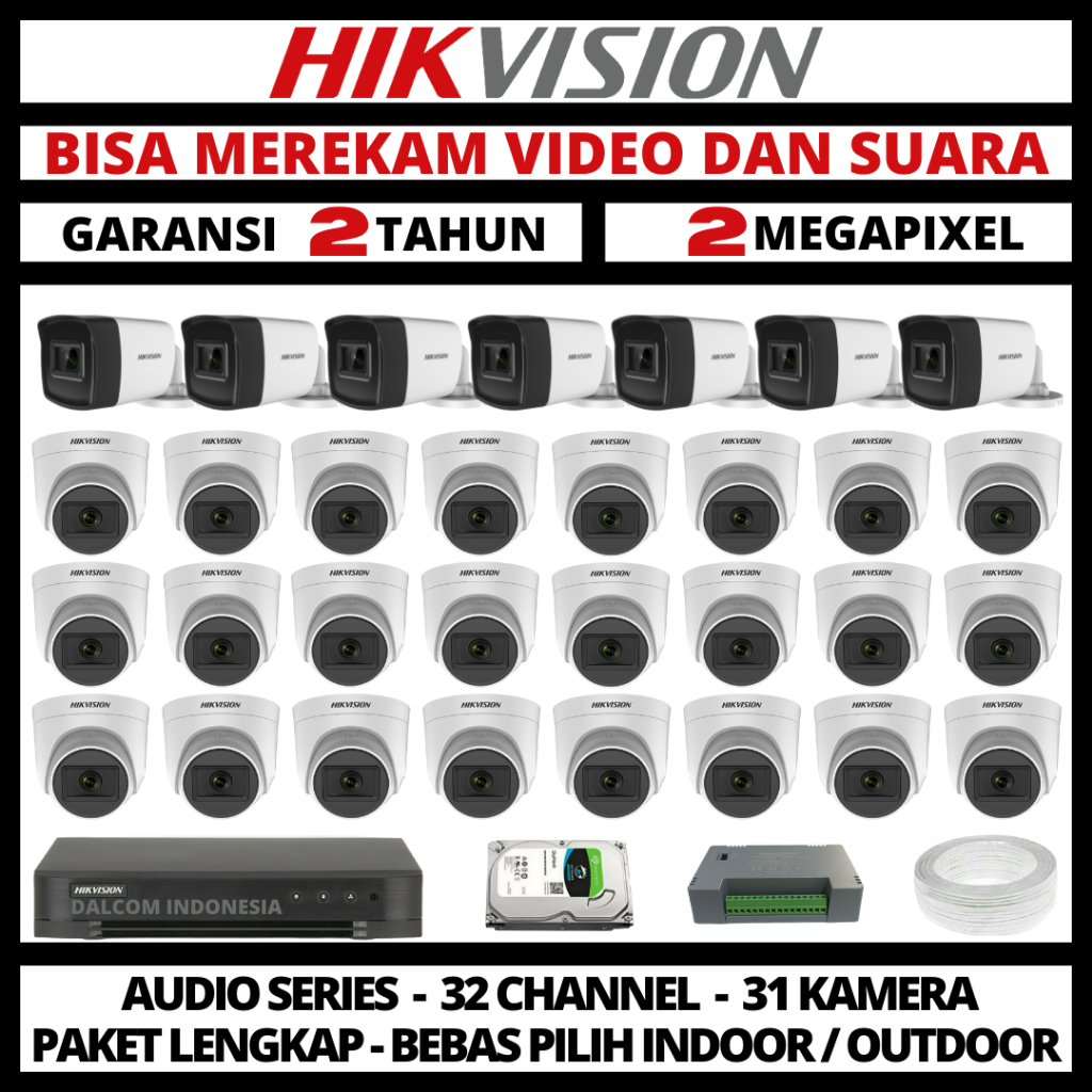 Jual PAKET CCTV HIKVISION 2MP 32 CHANNEL 31 CAMERA TURBO HD CAMERA CCTV ...