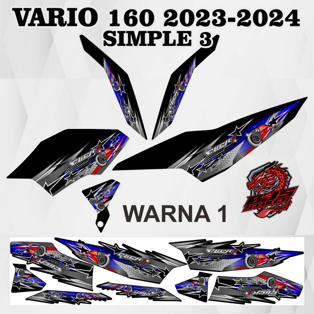 Jual stiker striping vario 160 new 2023-2024 simple 3- stiker decal ...