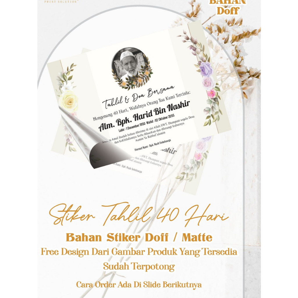 Jual Sticker Tahlil Haul Pengajian Mengenang Wafatnya 40 100 1000 Hari ...