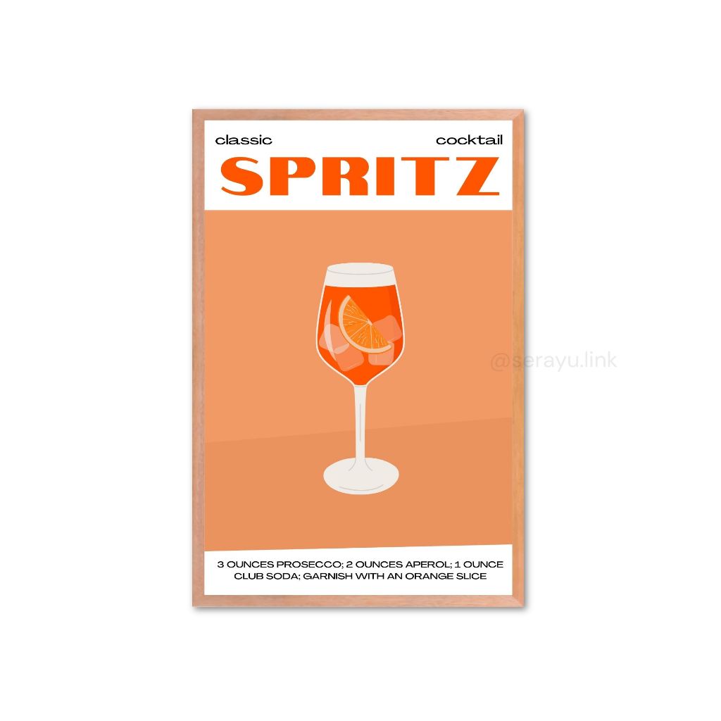 Jual Poster Resep Spritz Klasik Plus Bingkai Kayu Minimalis Rustic ...