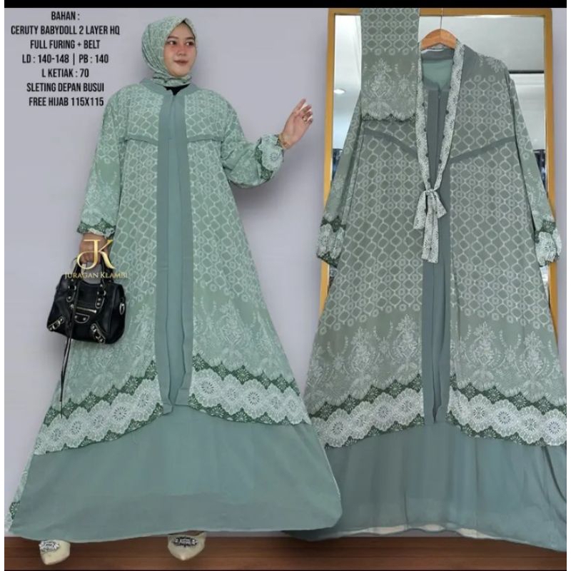 Jual SALE Gamis Jumbo Set Jilbab Segi4 Gamis Ceruty Jumbo XXL LD 120 ...