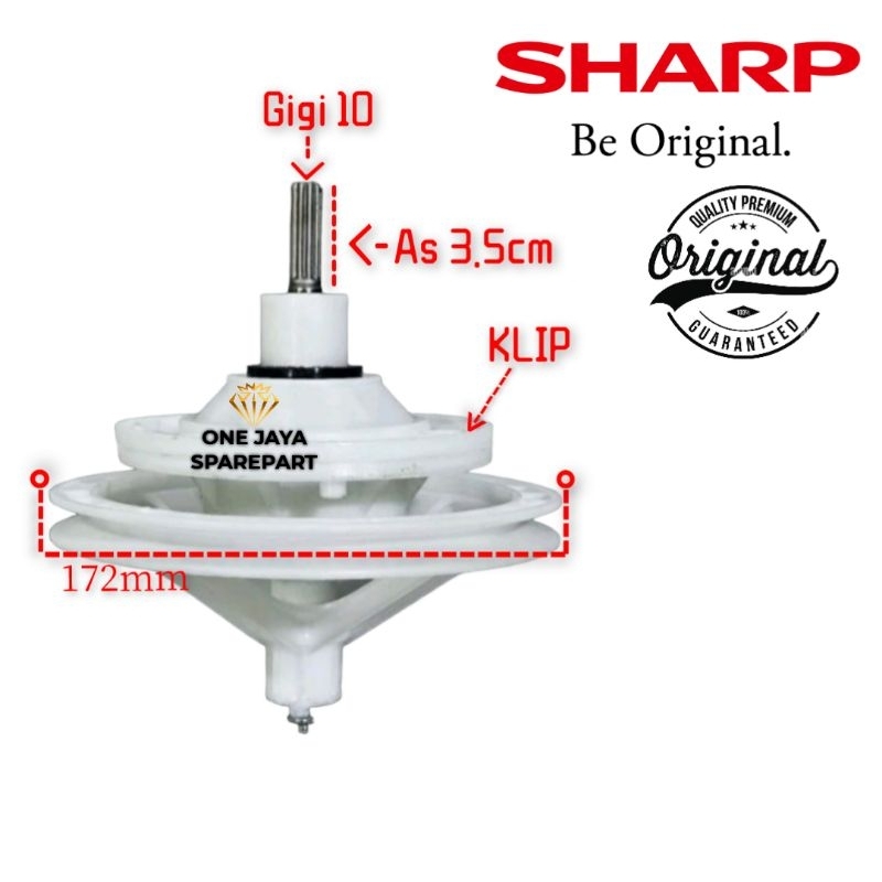 Jual GEARBOX MESIN CUCI SHARP 2 TABUNG TYPE ES-T75 / ES-T77DA / ES-T85 ...