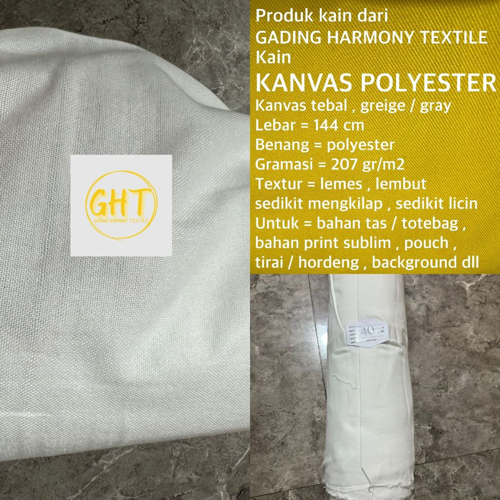 Jual ( per 25 cm ) kain KANVAS POLYESTER lebar 144 cm heavy canvas ...