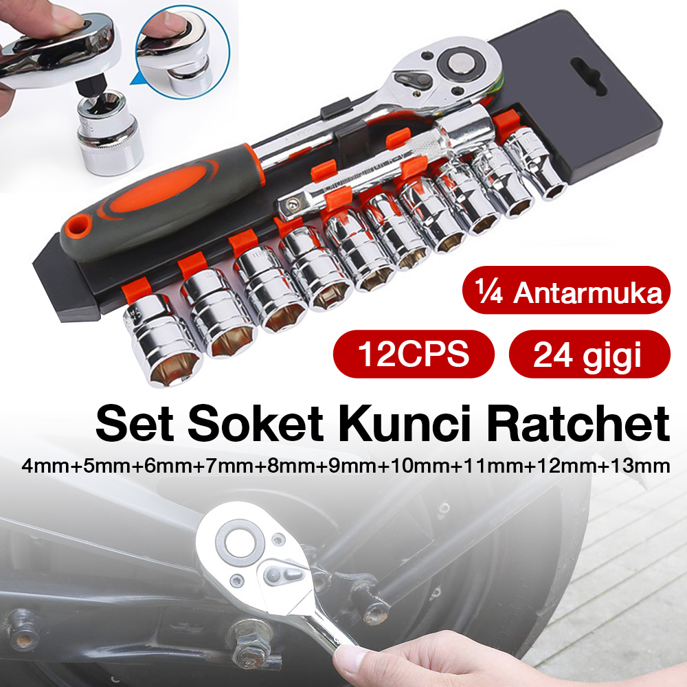 Jual 12pcs Reaim Kunci Set 1/2inci Socket Sok CR-V Kunci Sok Wrench ...