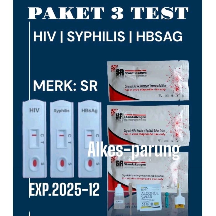 Jual paket 3 test lengkap HIV | SYPHILIS | HBSAG | 1 paket dapat 3 tes ...