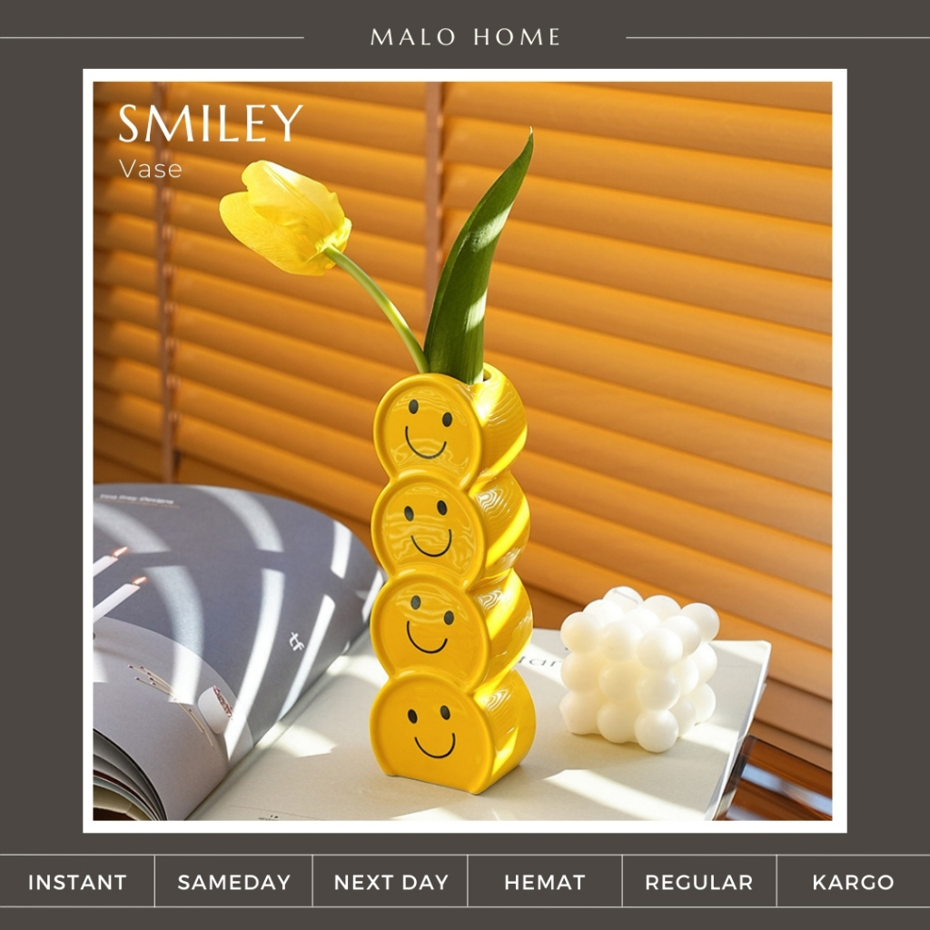 Jual MALOHOME - SMILEY VASE Vas Bunga Dekorasi Ruang Tamu Flower Vase ...