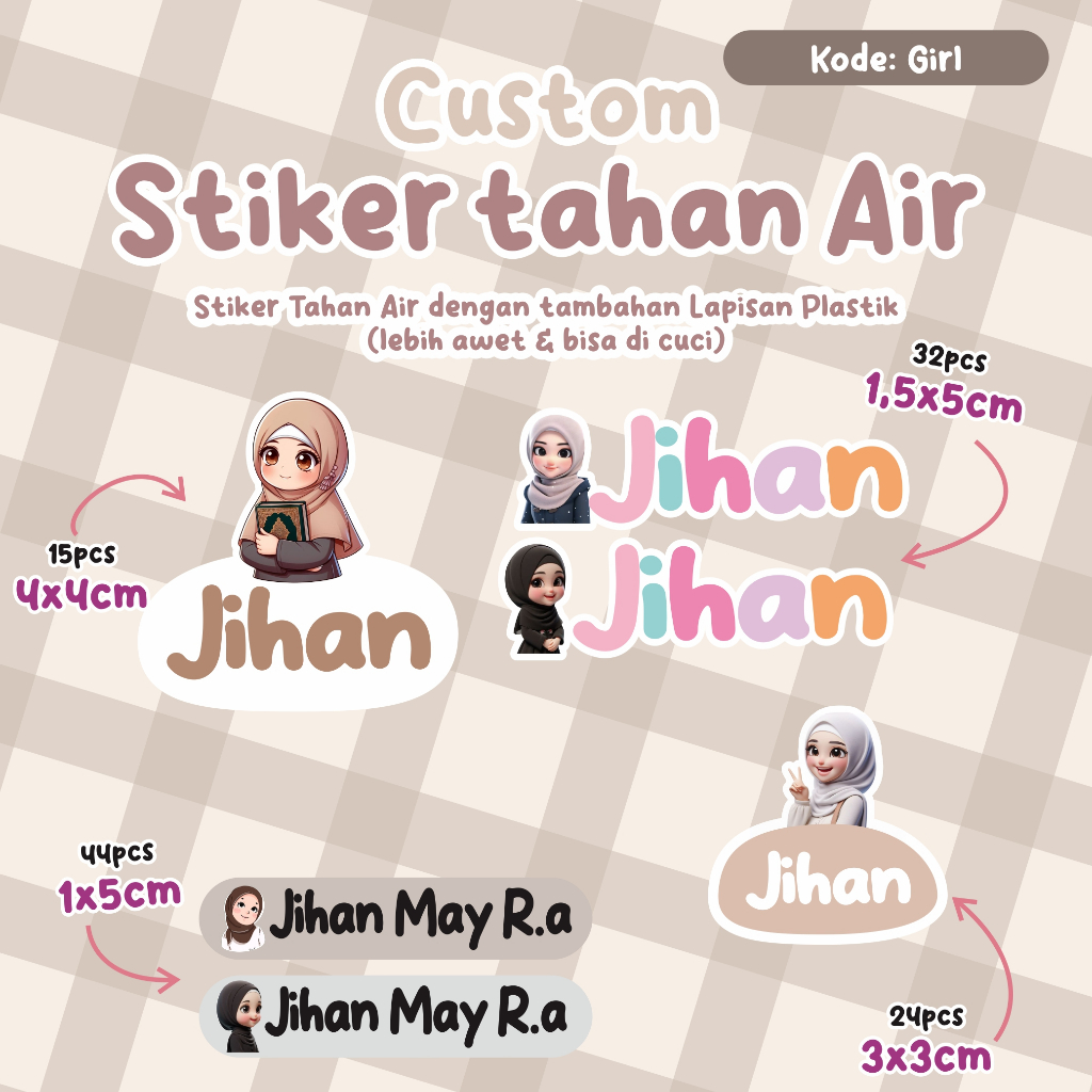 Jual STICKER LABEL NAMA ANAK WATERPROOF AWET TAHAN LAMA (ADA LAPISAN ...