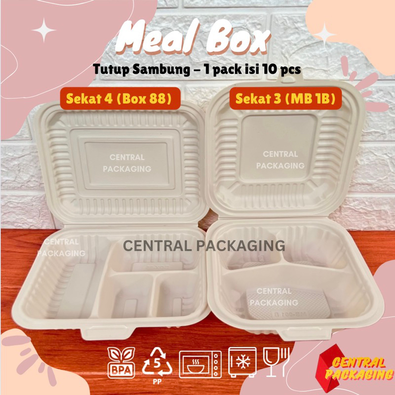 Jual MEAL BOX SEKAT WARNA CREAM / BOX SEKAT MAKANAN / MEAL BOX MB 1B ...