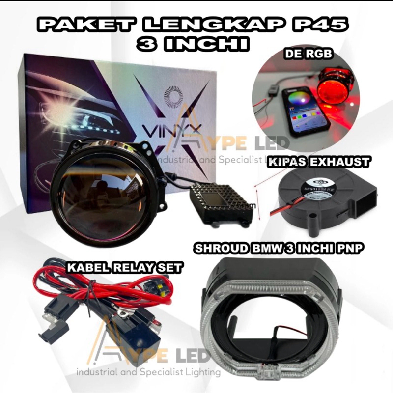 Jual PAKET HEMAT SINGLE VINYX P45 3 INCHI PURPLE LENS 45 WATT DRIVER ...