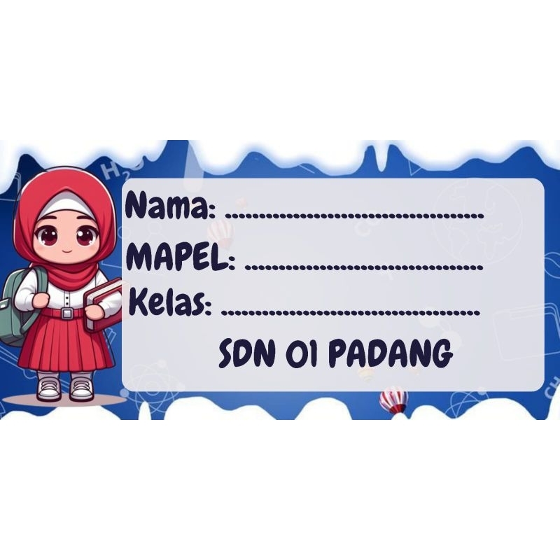 Jual (1pck isi 24) Sticker label nama buku pelajaran coustum pakai nama ...
