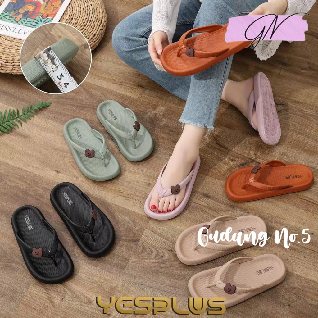 Jual GN-2288-1 Sandal Jepit Jelly Wanita Model Teddy Bear Import Balens ...