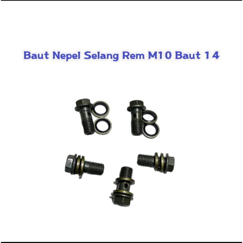 Jual baut nepel selang rem M10 baut 14 plus karet seal baut master rem ...