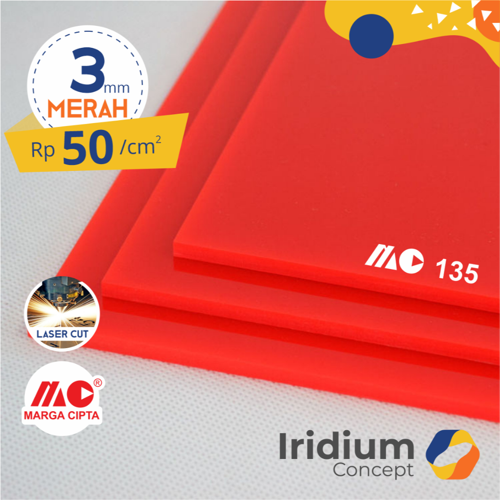 Jual Akrilik Lembaran Merah 3mm / Acrylic Sheet Red 3 mm Custom Laser ...
