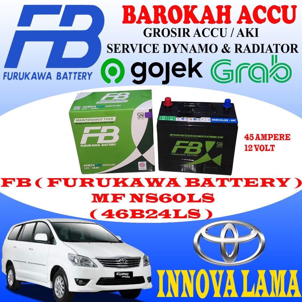 Jual AKI MOBIL TOYOTA INNOVA LAMA FB FURUKAWA BATTERY MF NS60LS ...
