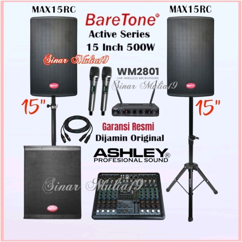 Jual Paket Sound System Speaker Aktif 15 Inch BareTone MAX15RC Subwoofer Aktif 15 Inch BareTone ...