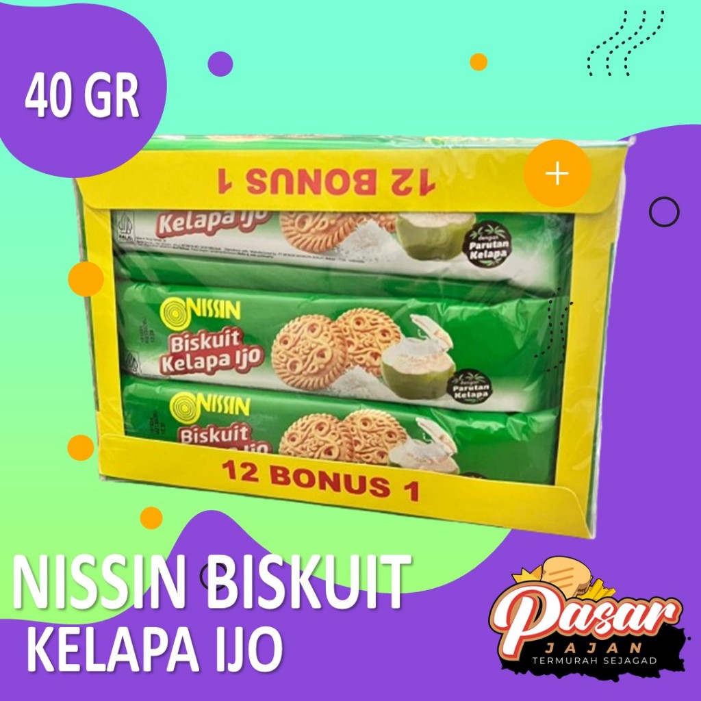 Jual Nissin Biskuit Kelapa Ijo 40Gr Isi 12 Bonus 1 | Shopee Indonesia