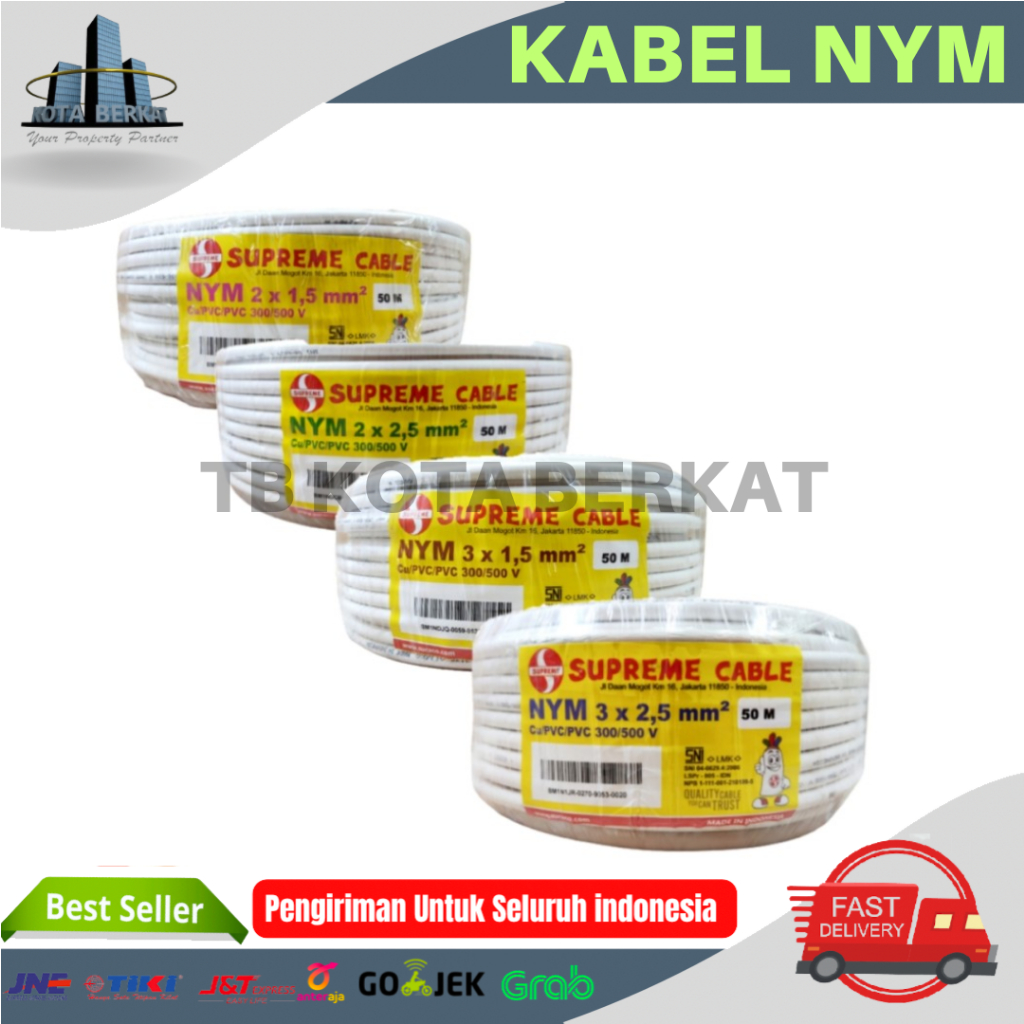 Jual KABEL TUNGGAL SUPREME / KABEL LISTRIK NYM 3 x 2,5 PER ROLL ( 50M ...