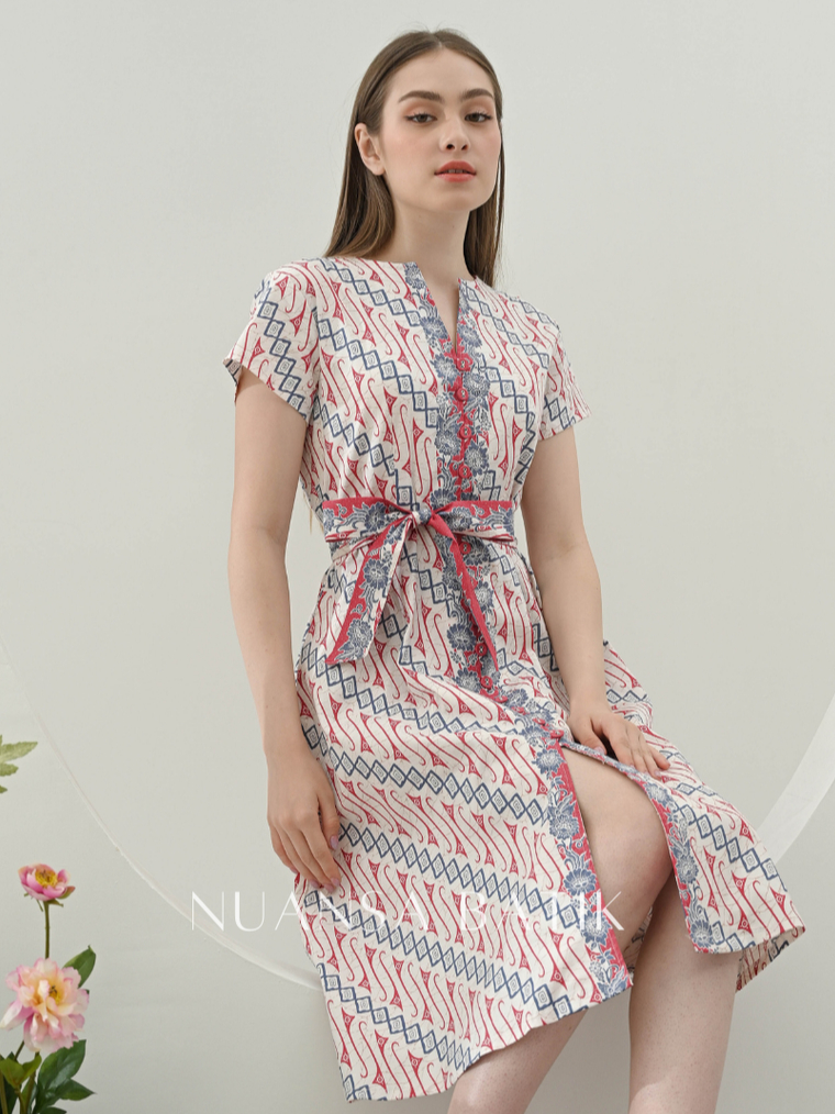 Jual Nuansa Batik Dress Batik Midi Bahan Katun Stretch | Shopee Indonesia