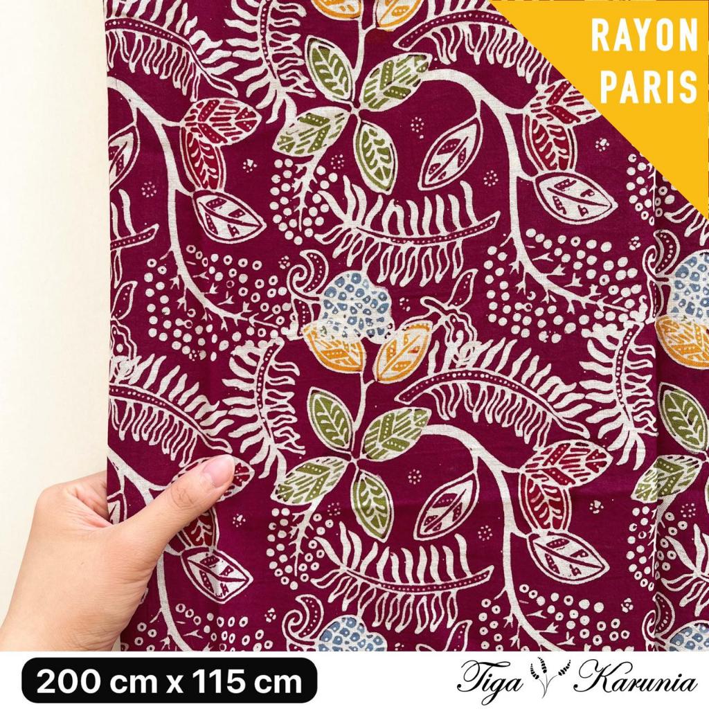Jual Kain Batik Cap Premium Solo Daun Merah Colet Warna RAYON PARIS ...