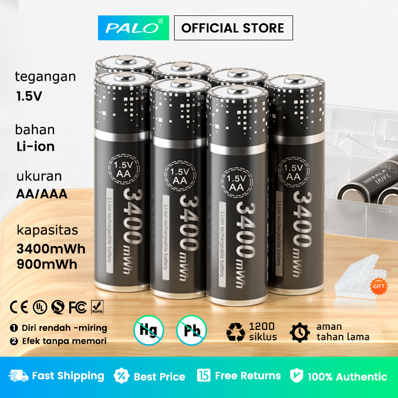 Jual PALO Baterai Cas Isi Ulang 4/8pcs AAA / AA 1.5V Rechargeable ...
