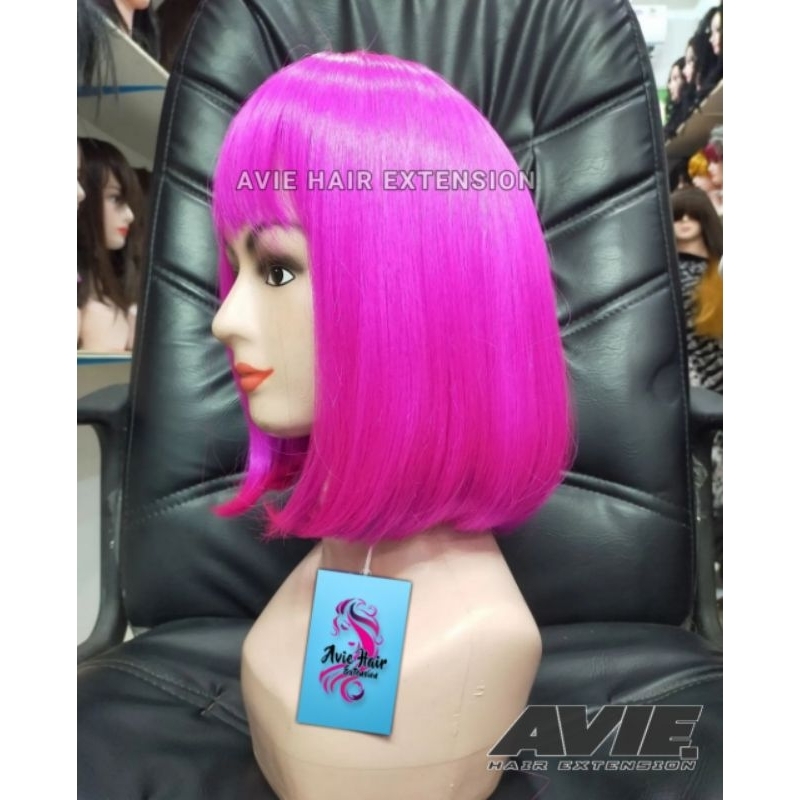 Jual Full Wig Korea Rambut Wanita Model Bob Warna Pink Rambut Sebahu ...