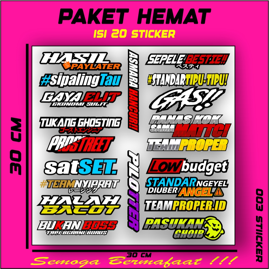 Jual 003 Sticker setiker stiker striping sponsor racing boy bos kecil ...