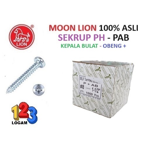 Jual PAB #8X1-1/2" Sekrup, Baut Tapping PH Moon Lion Kepala Bulat ...