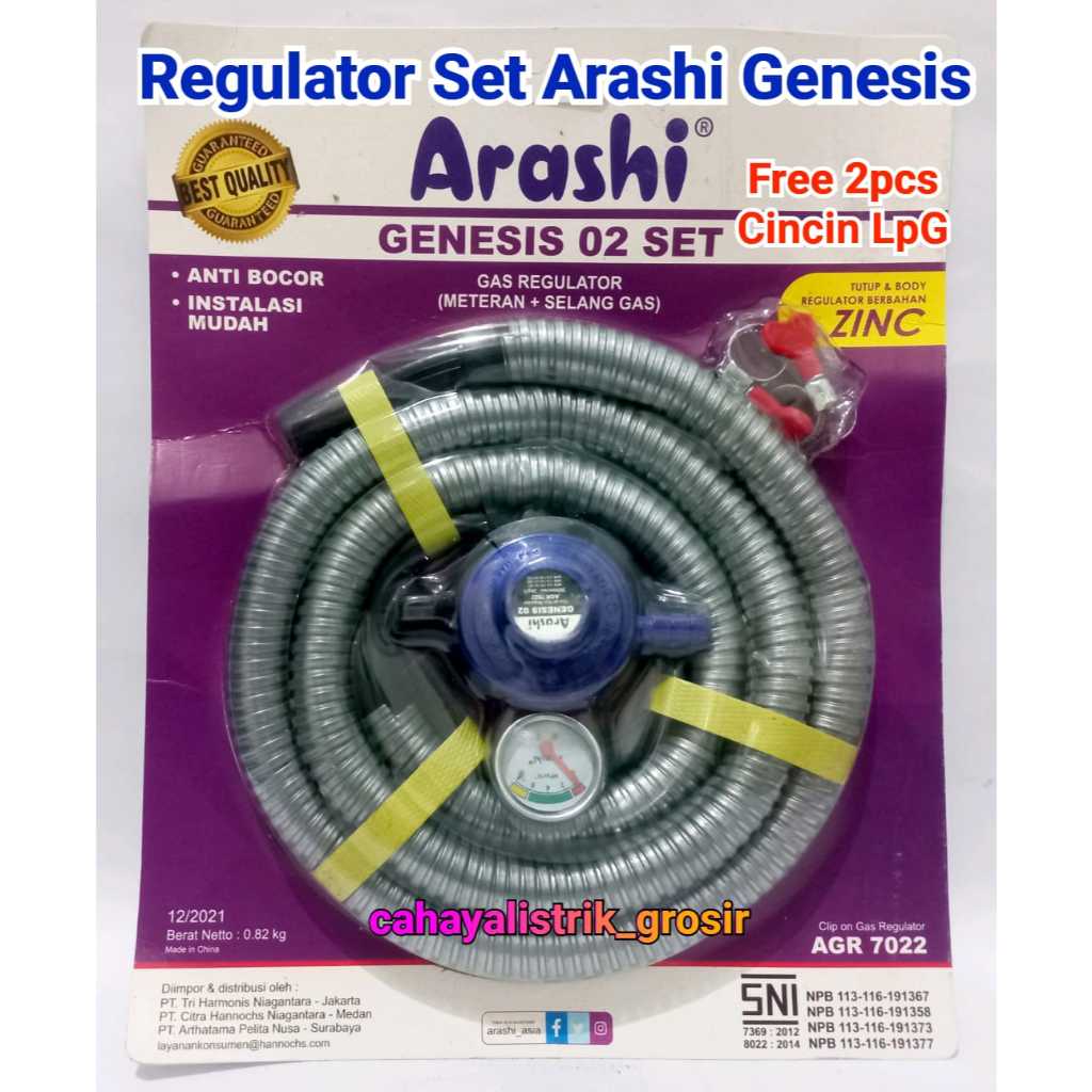 Jual Regulator Meter+Selang Arashi GENESIS 02 Set Ungu/ Regulator Gas ...