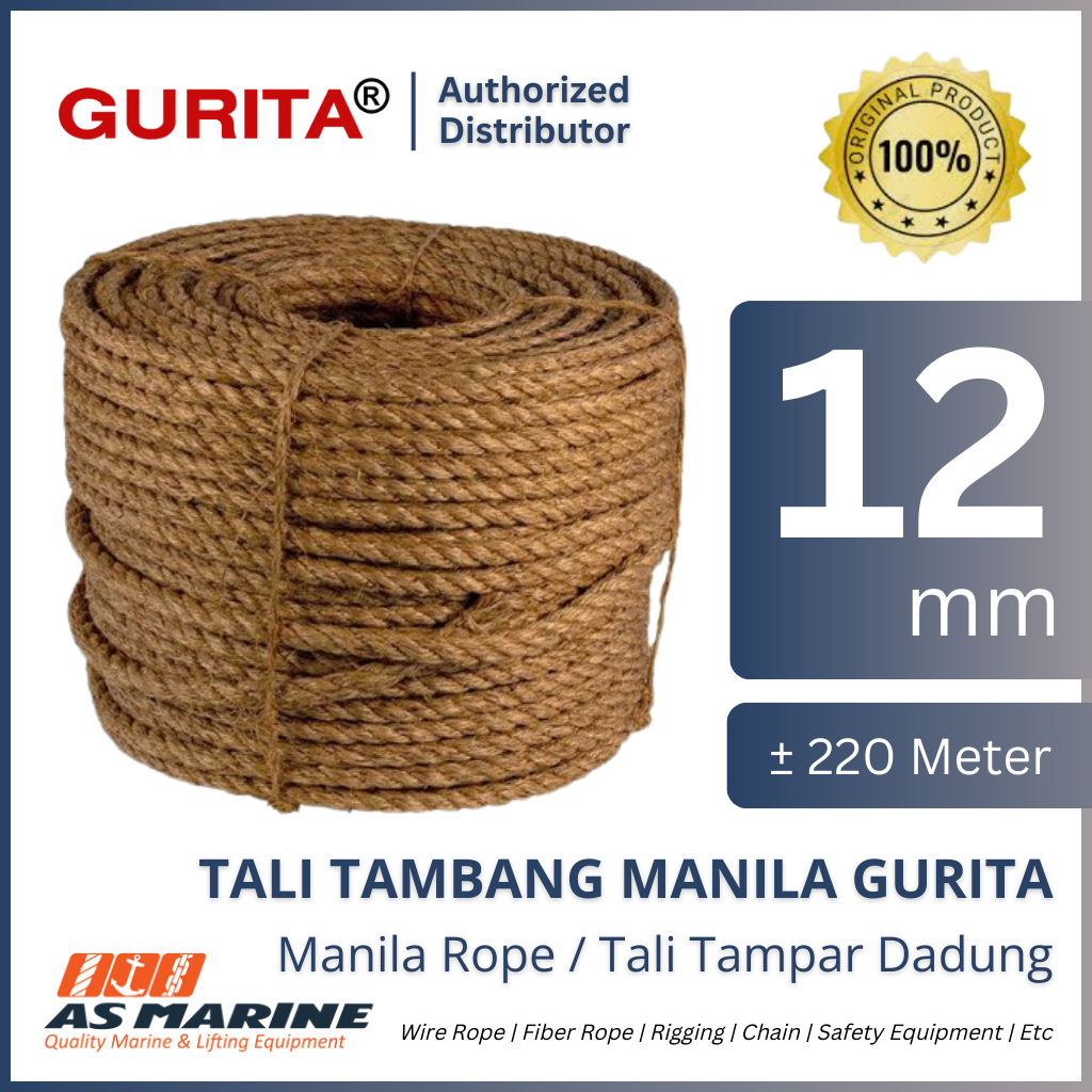 Jual Tali Tambang Manila 12 mm x 220 Meter ± 25 kg 3 Strand Tali Tampar ...