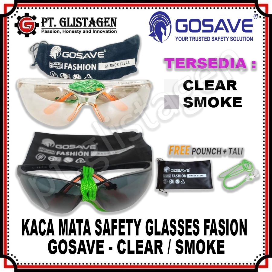 Jual GOSAVE Kacamata Safety Glasses Fashion Mirror Clear Smoke Motor ...