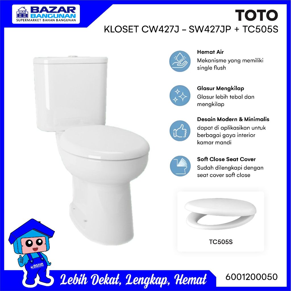Jual Toto - Closet / Kloset / Toilet Duduk Cw427J Sw427Jp / Cw 427 J Sw Jp Tc505S | Shopee Indonesia