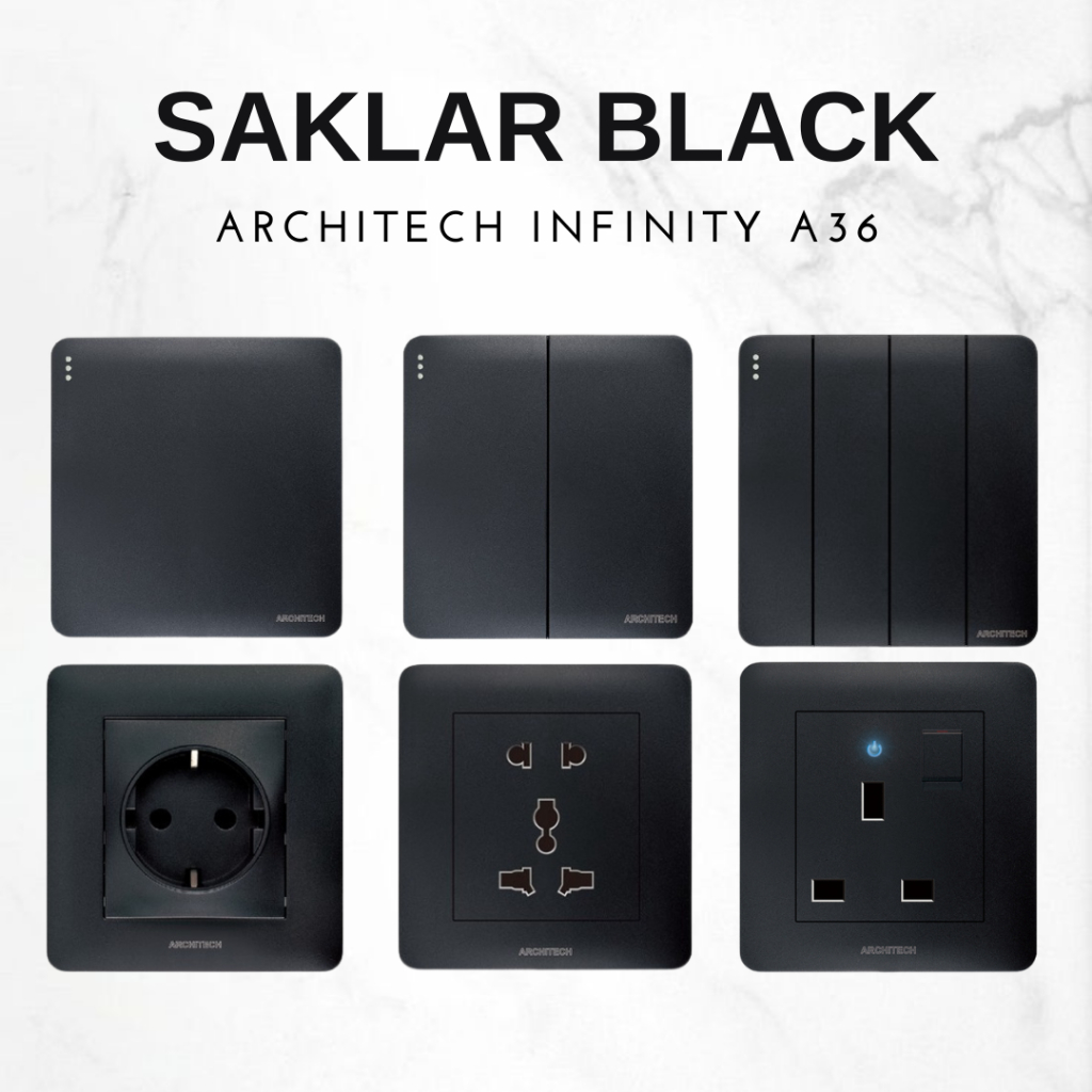 Jual ARCHITECH SAKLAR LAMPU STOP KONTAK INFINITY BLACK SAKELAR LAMPU | Shopee Indonesia